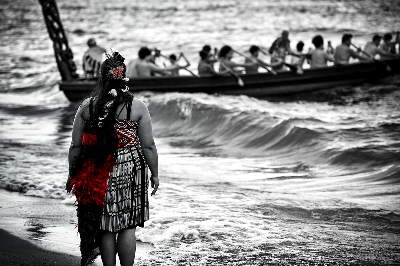 Ngāti Tūwharetoa Waka - Lake Taupo Ironman 2024 | Mike Little Photography